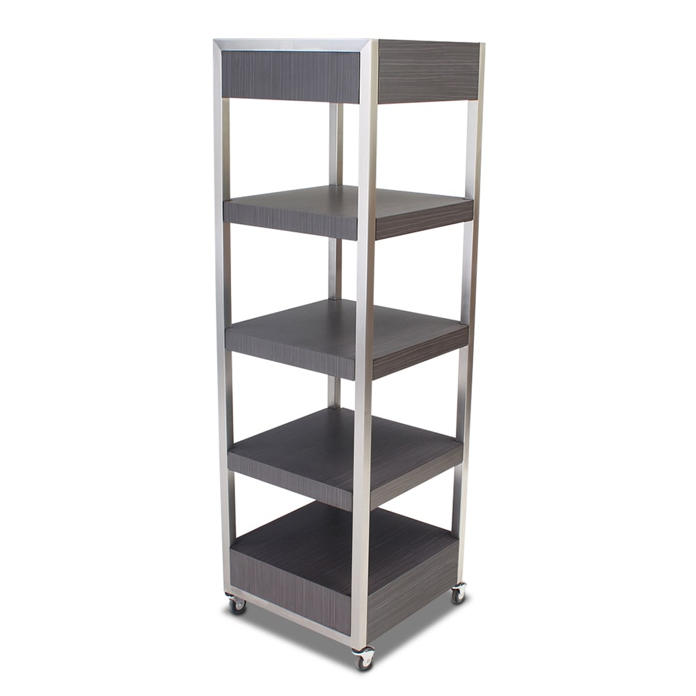 Forbes Industries Mobile Display Tower w/ (4) Laminate Shelves & Steel ...