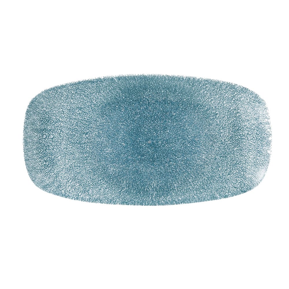 Churchill 13 7/8" x 7 3/8" Oblong Raku Plate - Ceramic Topaz Blue ...