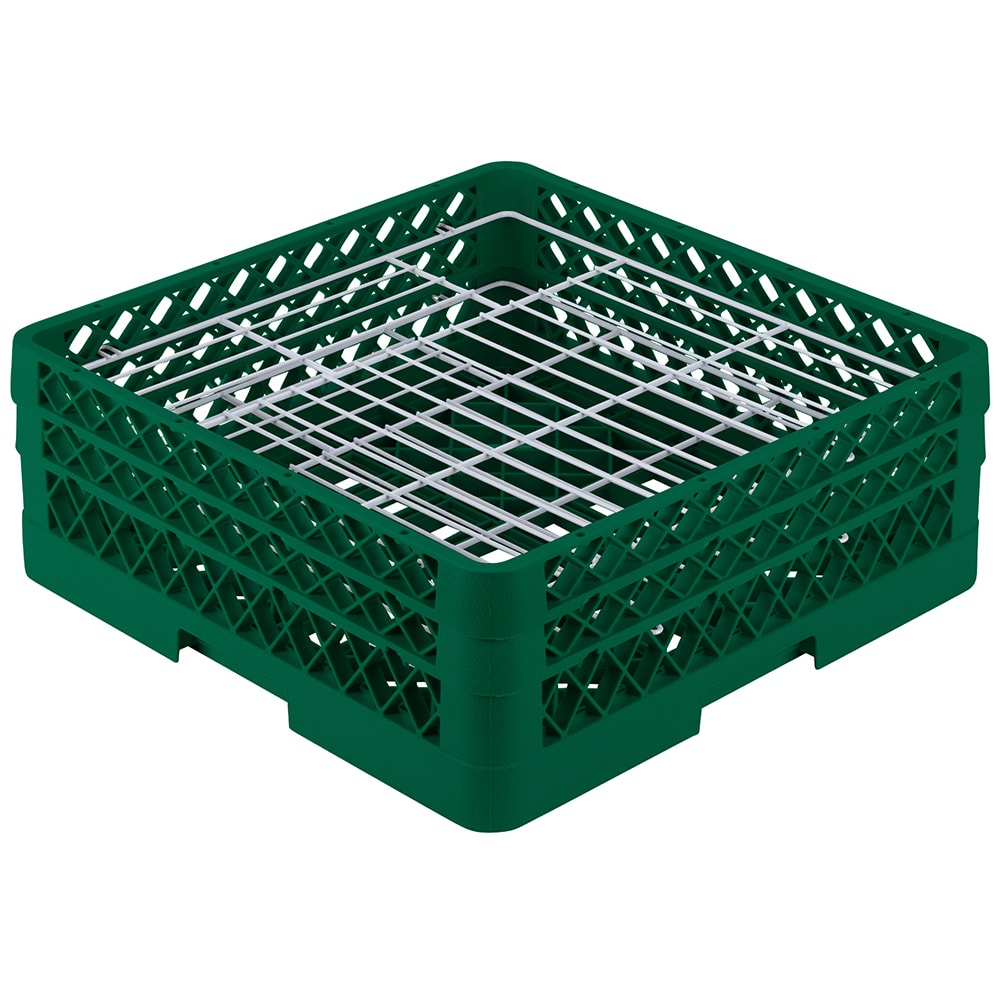 Vollrath PM3807-2 Dishwasher Rack - 38 Plate Capacity, 2 Extenders, Green