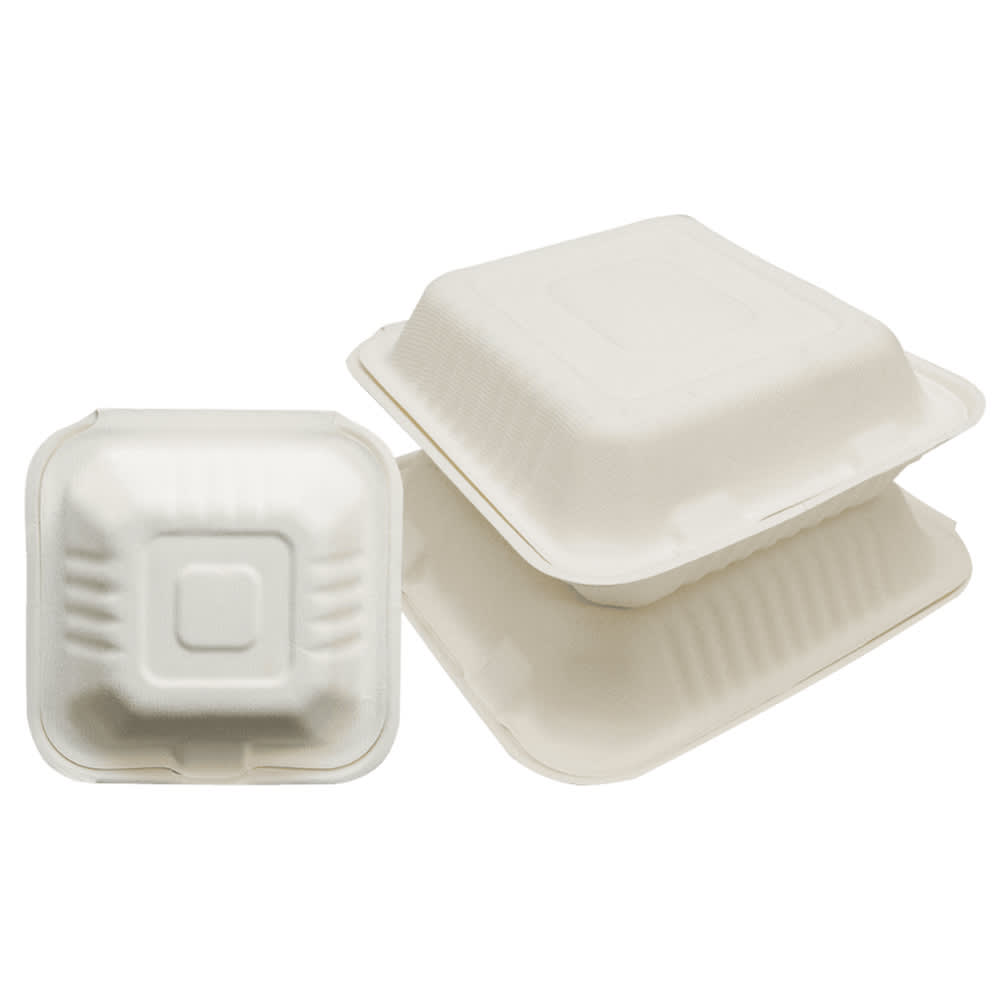 Empress 3 Compartment Hinged Lid Food Container - 9" x 9" x 3", Plastic ...