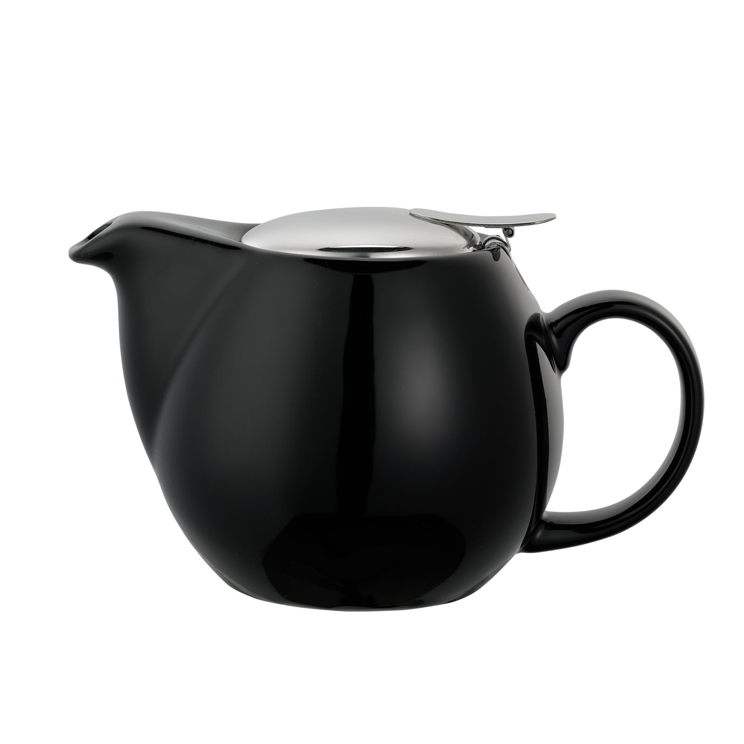 Service Ideas 16 oz Oval-Style Teapot w/ Lid & Infuser Basket, Black ...
