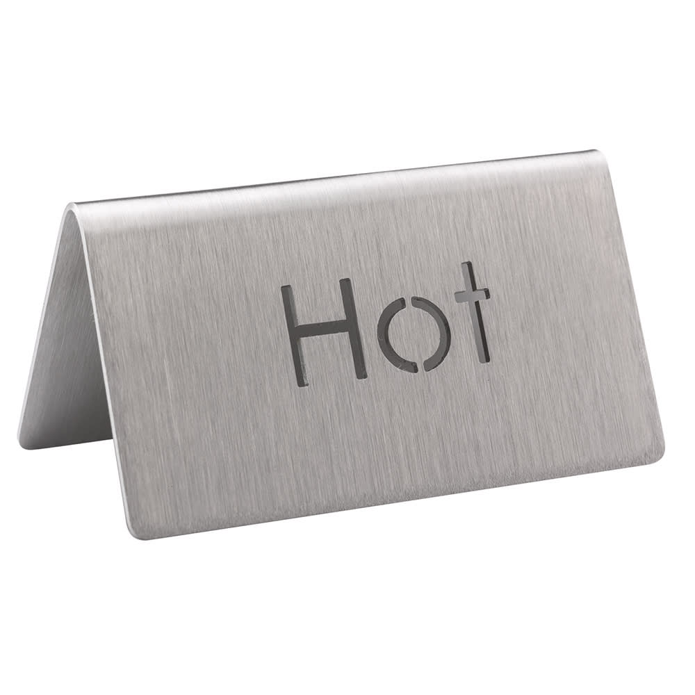Service Ideas "Hot" Table Tent Sign - 3"W x 1 1/2"H, Brushed Stainless ...