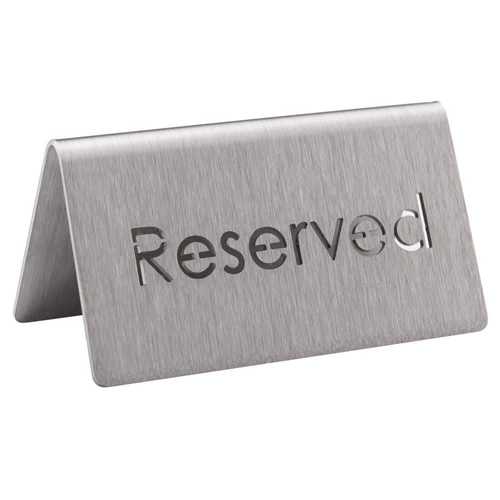 Service Ideas "Reserved" Table Tent Sign - 3"W x 1 1/2"H, Brushed ...