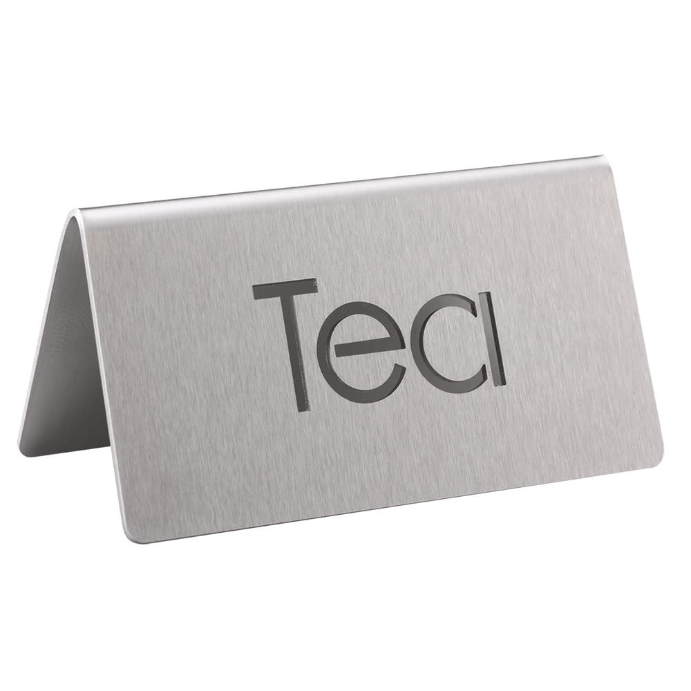 Service Ideas "Tea" Table Tent Sign - 3"W x 1 1/2"H, Brushed Stainless ...