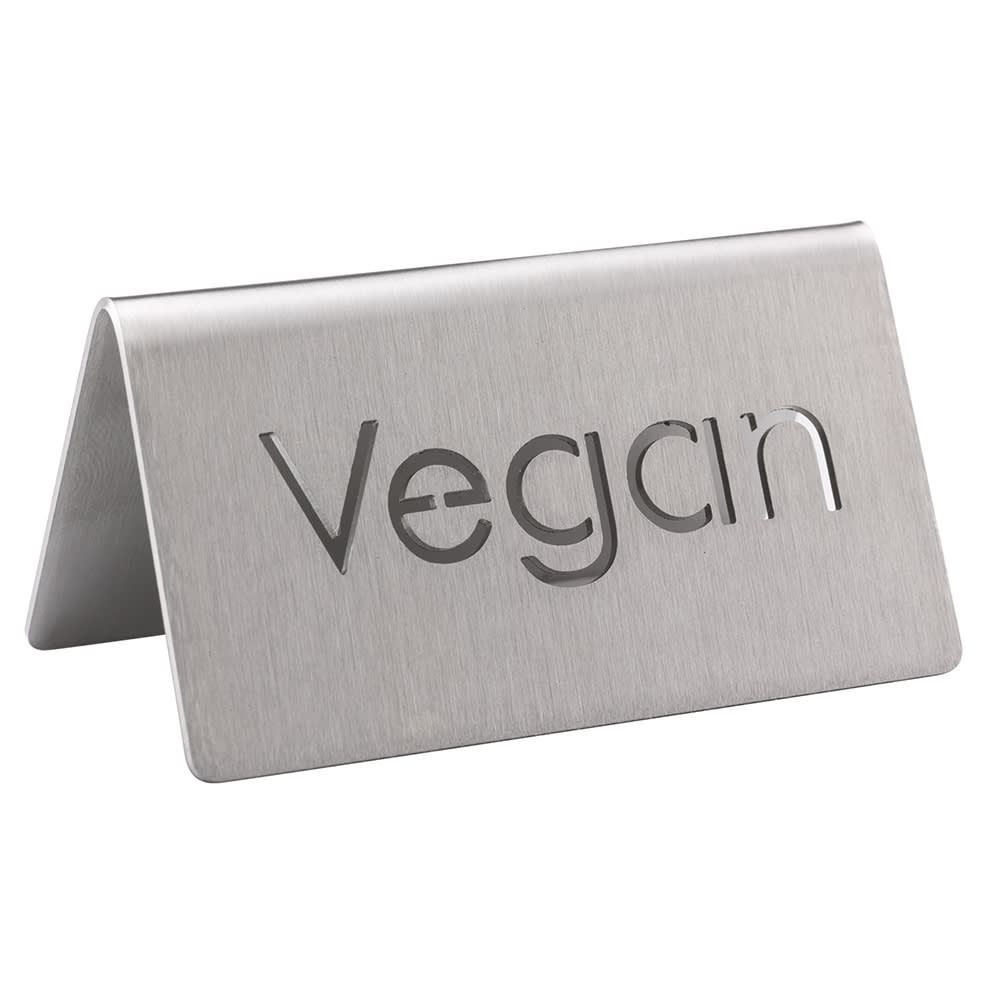 Service Ideas "Vegan" Table Tent Sign - 3"W x 1 1/2"H, Brushed ...