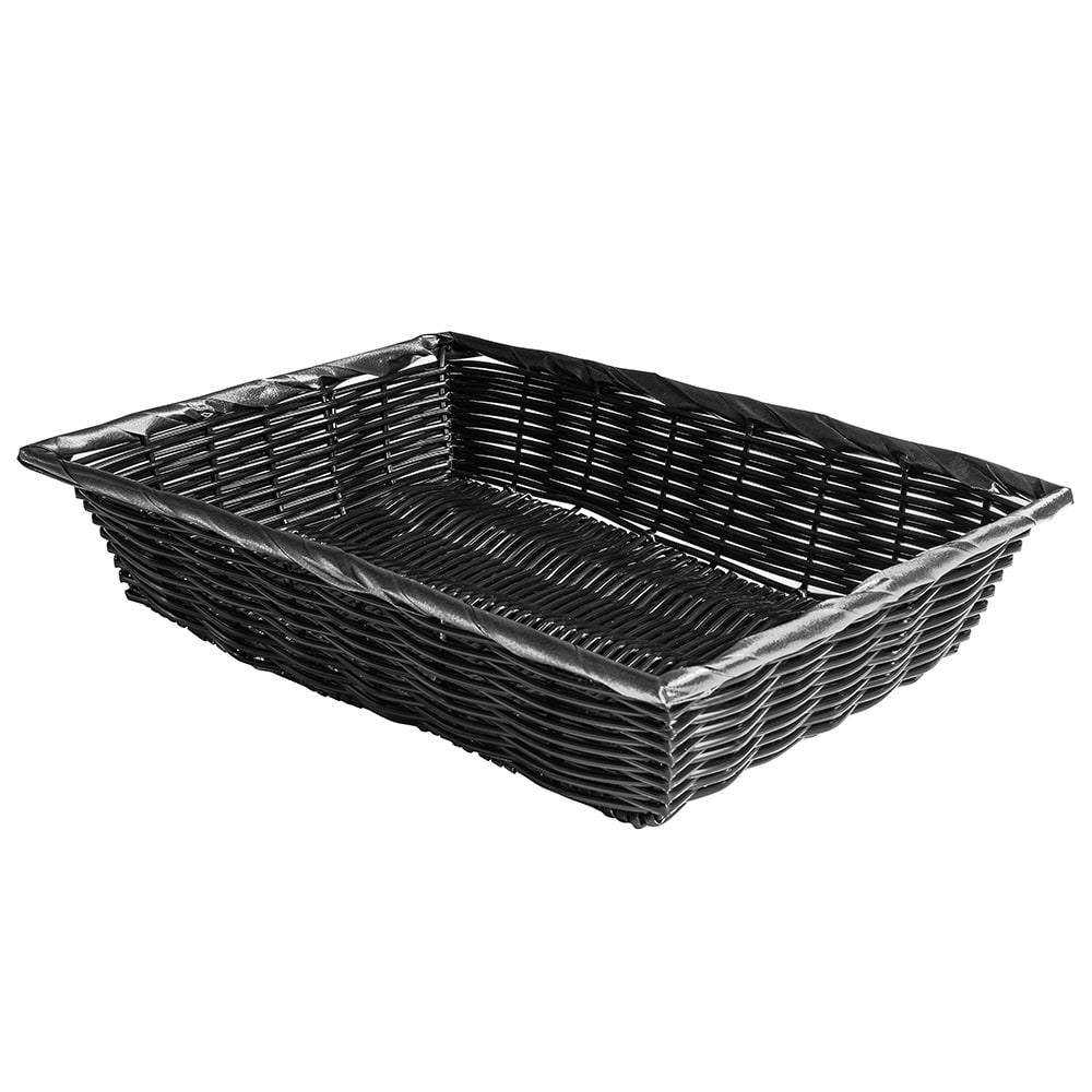 Tablecraft 2488 Rectangular Handwoven Basket, 14 x 10 x 3", Poly, Black