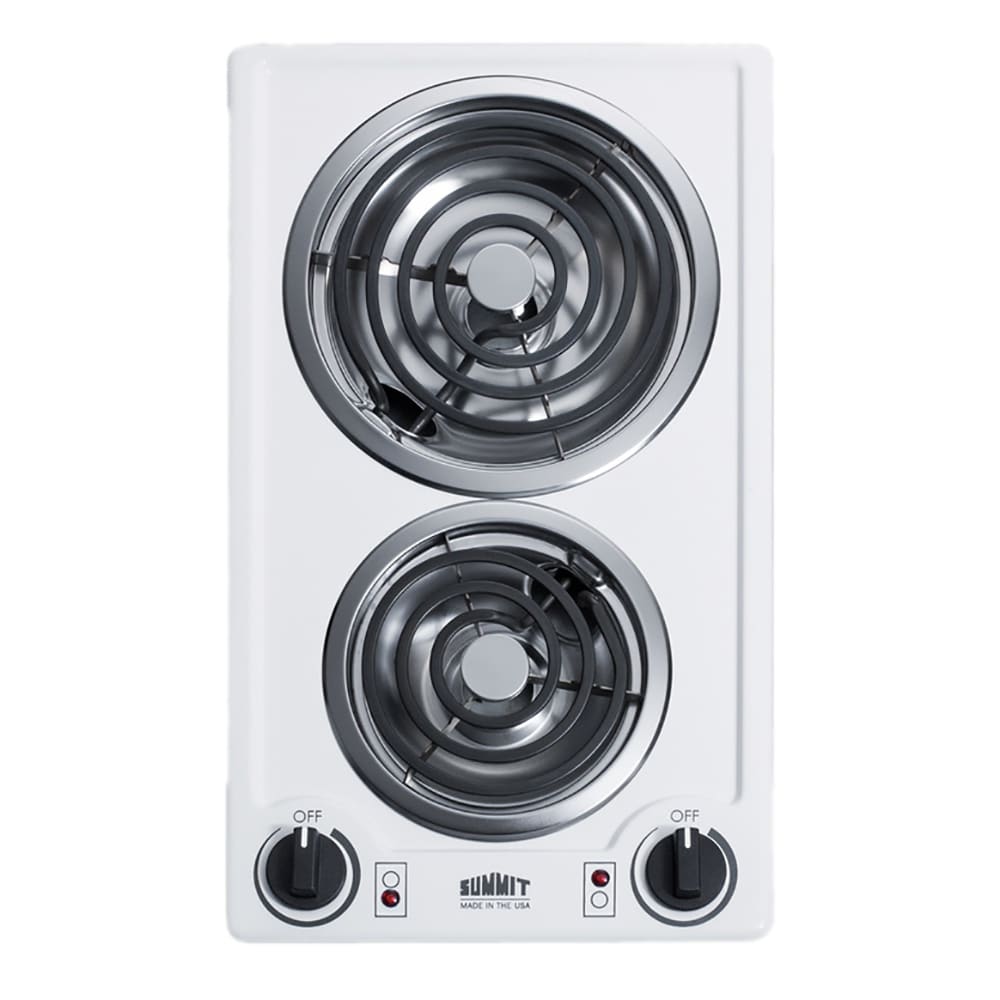 Summit CCE211WH 12"W Electric Radiant Stove w/ (2) Burners - White, 115v