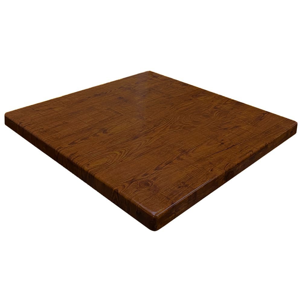 American Tables & Seating 30" Square Resin Table Top, Vintage Walnut ...