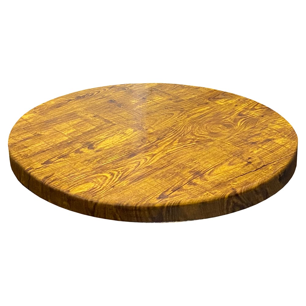 American Tables & Seating 30" Round Resin Table Top, Vintage Walnut ...