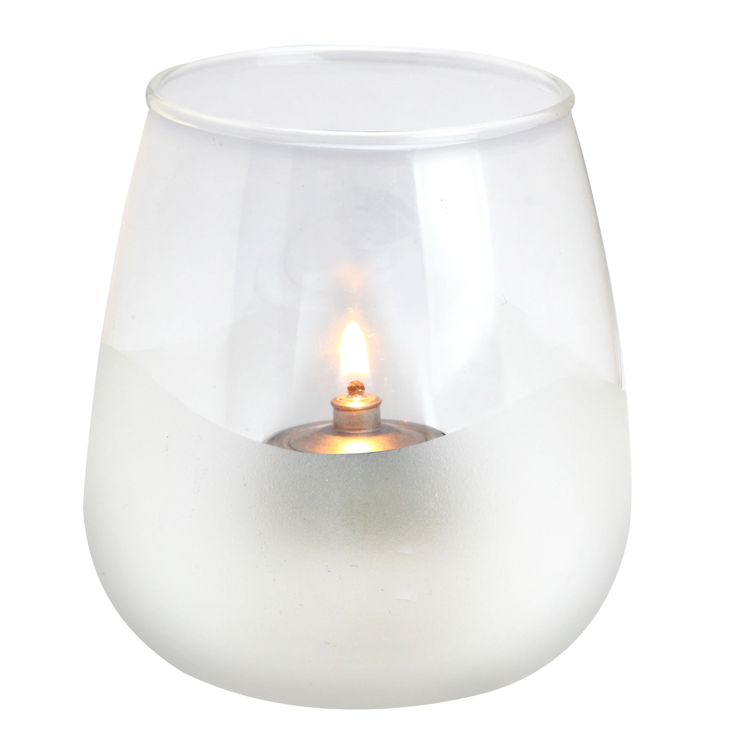 Sterno Pinot Candle Lamp - 4"H, Glass, Clear w/ Frosted Pattern (80536)