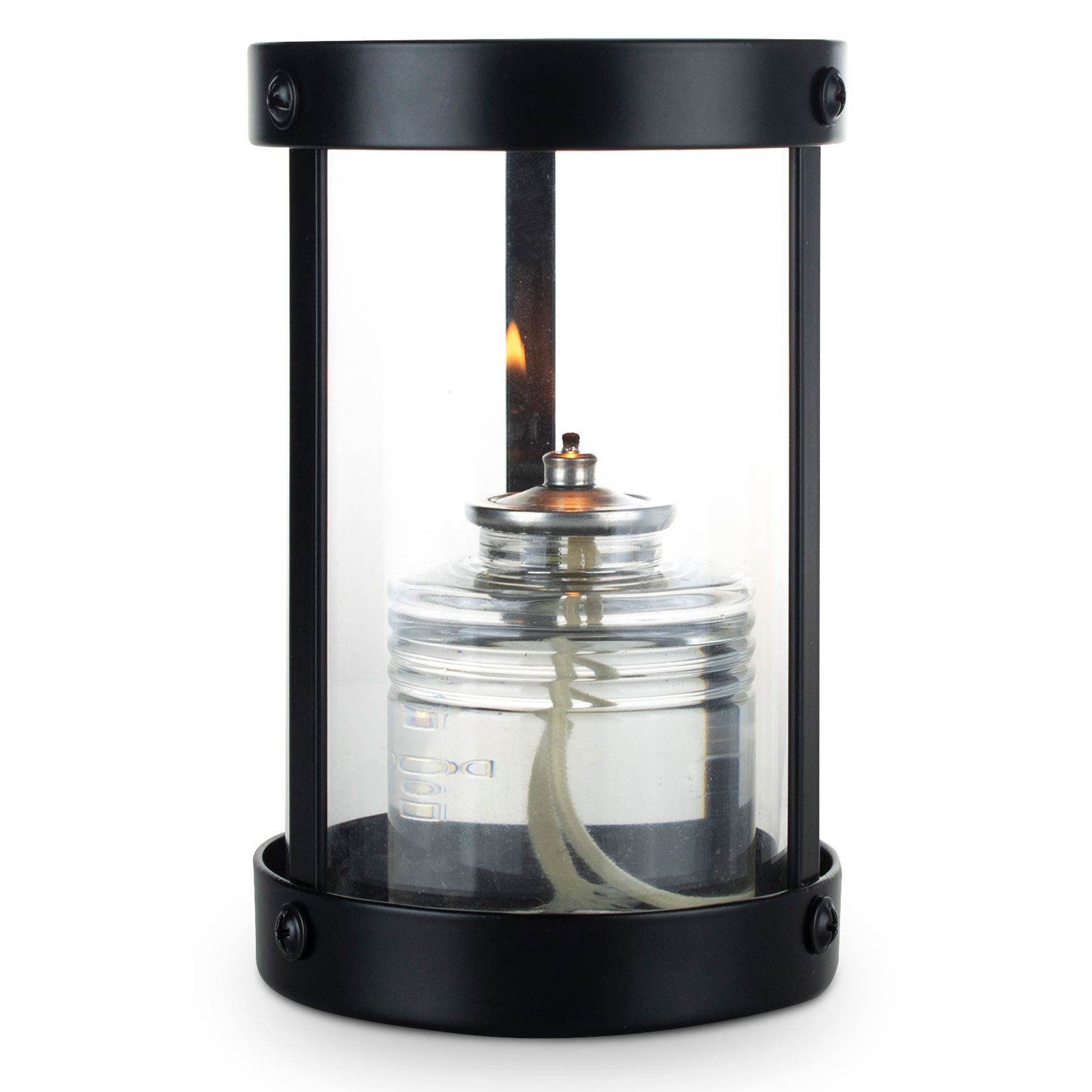 Sterno Penny Candle Lamp - 3 3/8"D x 5 1/2"H, Clear Glass/Black Metal ...