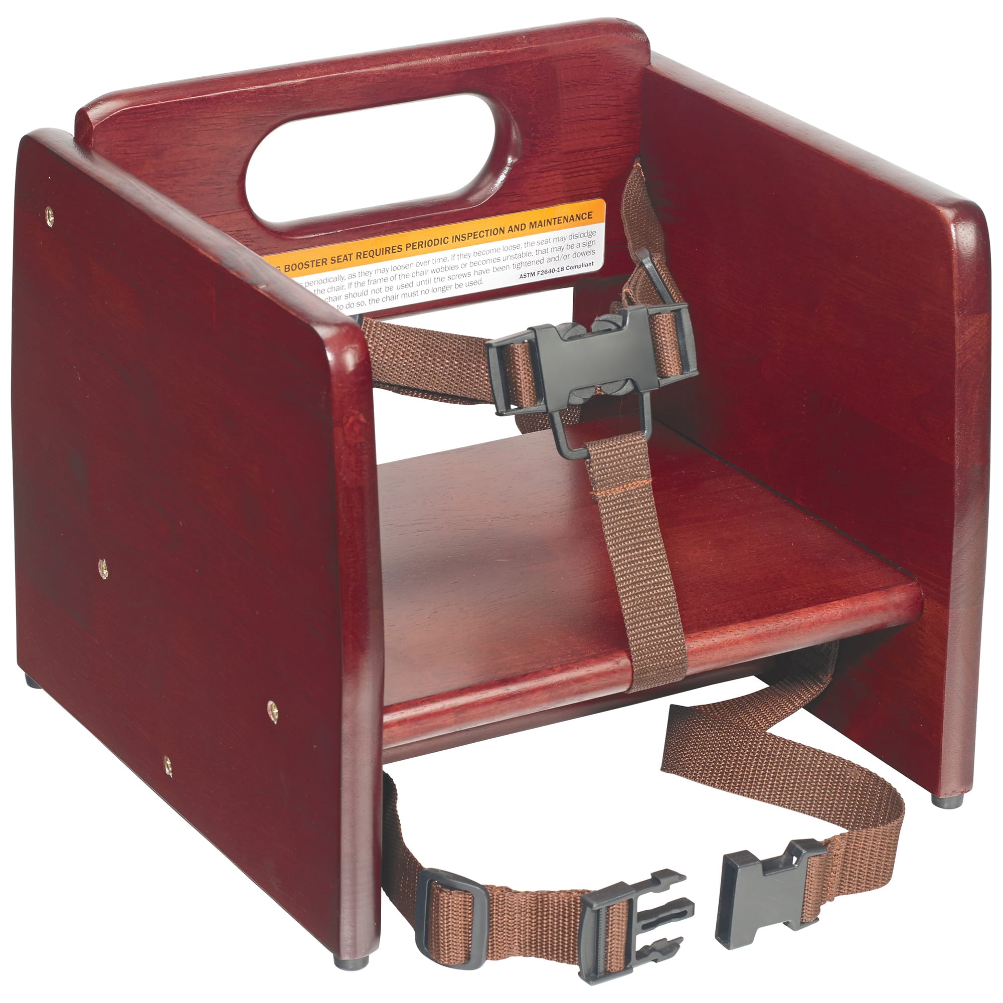Winco CHB-703 Single Height Booster Seat w/ Waist & Chair Strap - Wood ...