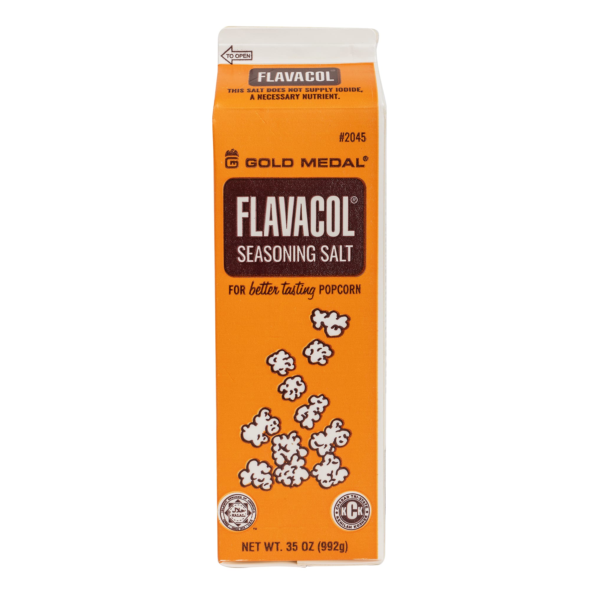 Gold Medal 2045 Original Flavacol Seasoning Salt w/ (12) 35 oz Cartons ...