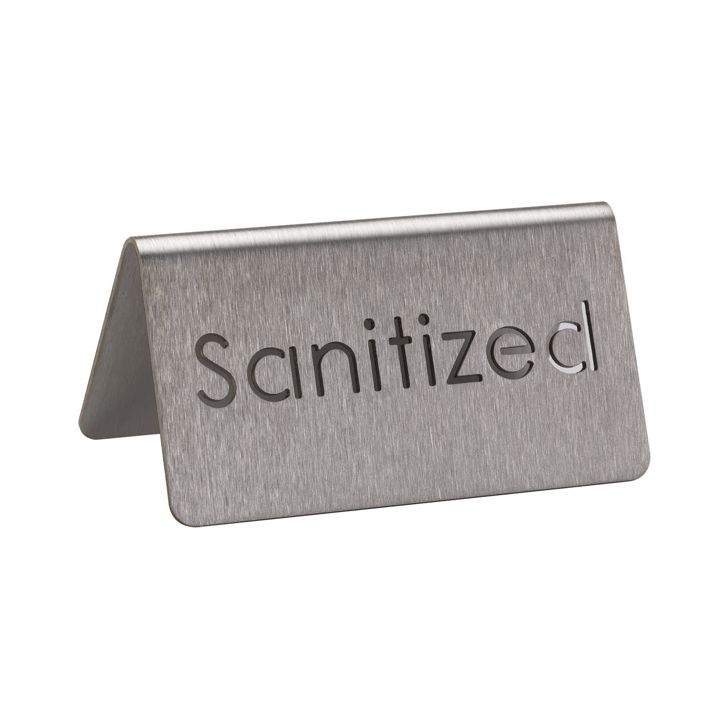 Service Ideas "Sanitized" Table Tent Sign - 3"W x 1 1/2"H, Brushed ...
