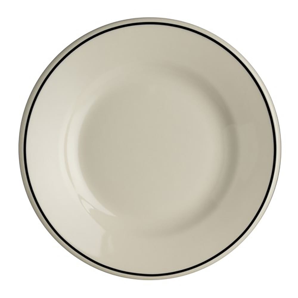 Homer Laughlin HL2031743 7 1/8" Round Black Line Plate - China, Ivory