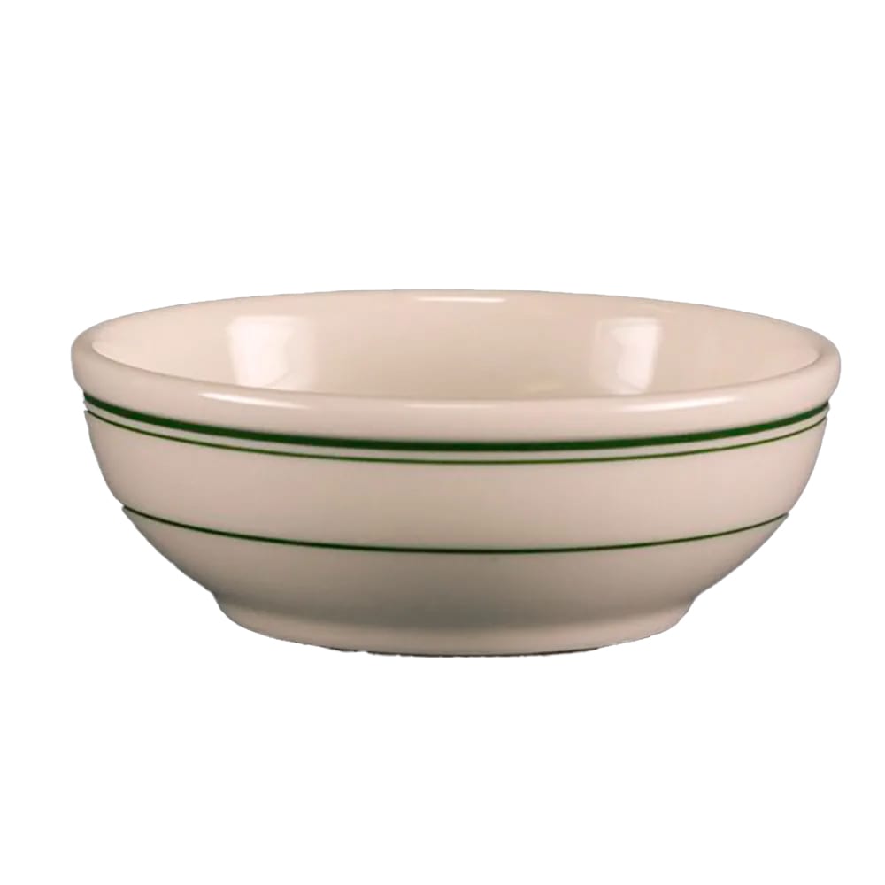 Homer Laughlin HL1951 14 oz Round Green Band Nappy Bowl - China, White