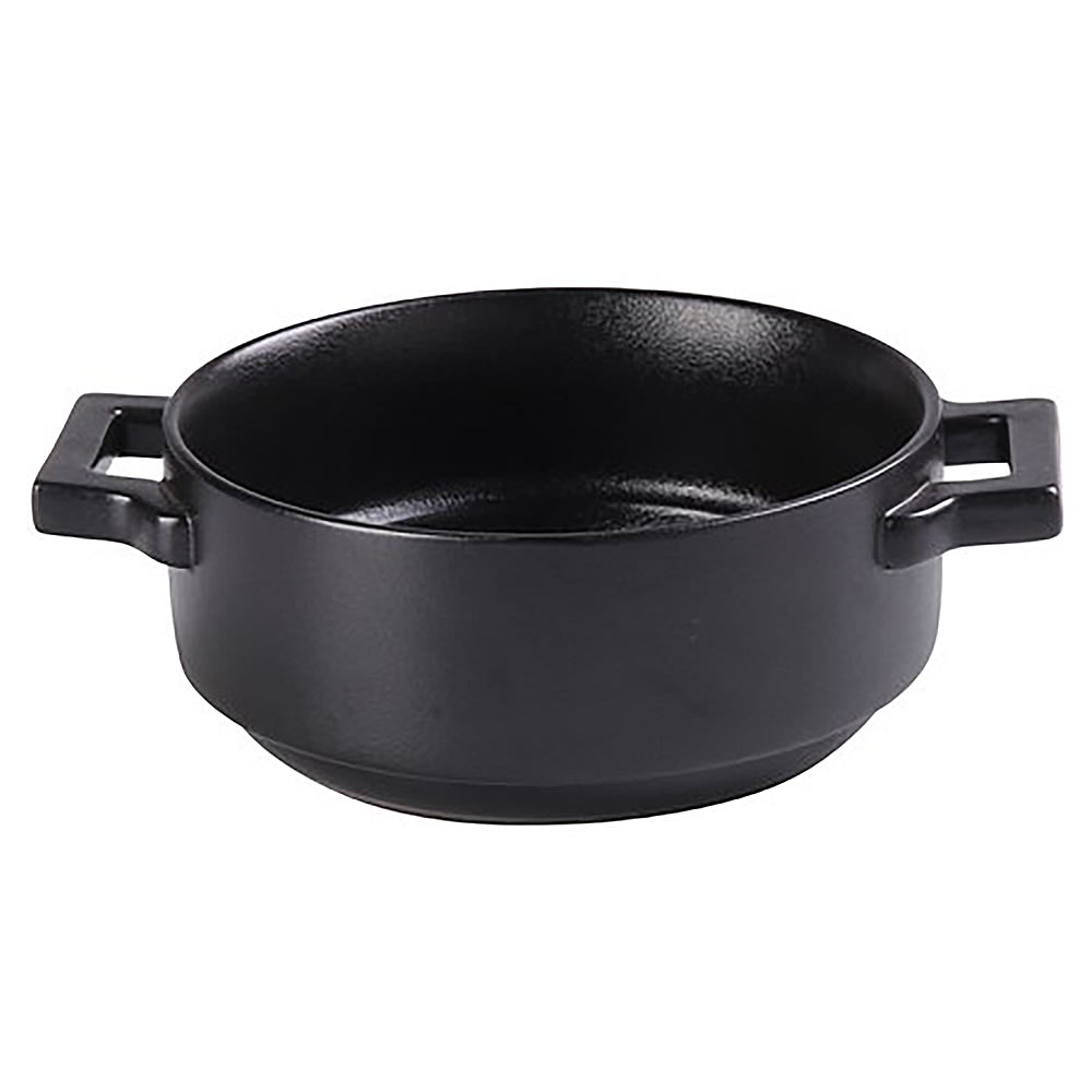 Yanco NB-907 20 oz Round Bake Dish w/ Handle - Ceramic, Noble Black