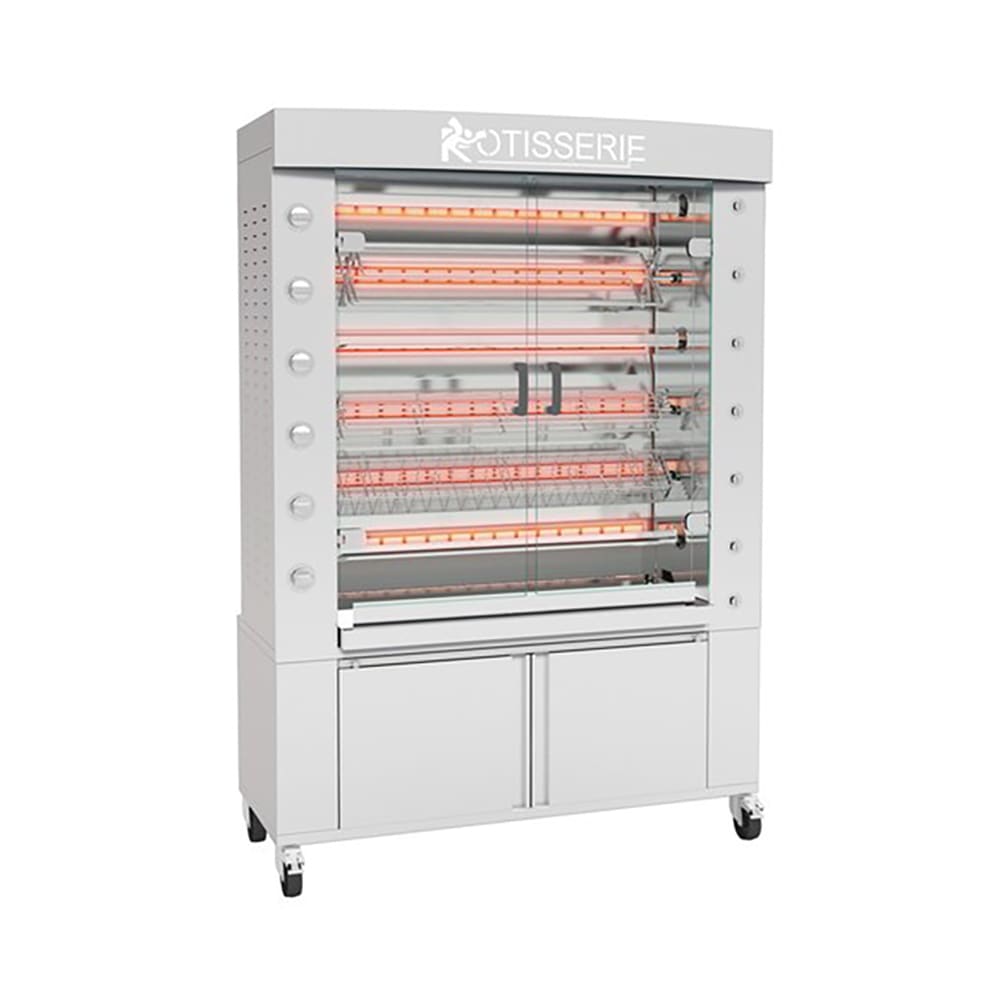 Rotisol USA FB1400-6G-SS Gas 6 Spit Commercial Rotisserie w/ 36 Bird ...