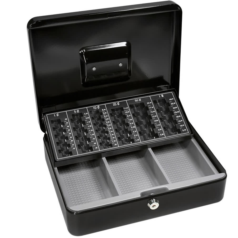 Barska Cash Box w/ Key Lock - (3) Compartment Tray, Steel, Black (CB11790)