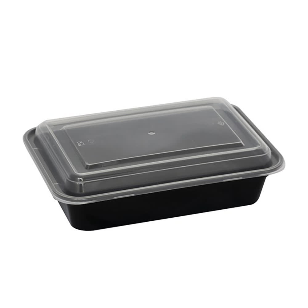 ITI 16 oz Rectangular Container w / Lid - Plastic, Black (TG-PP-16)