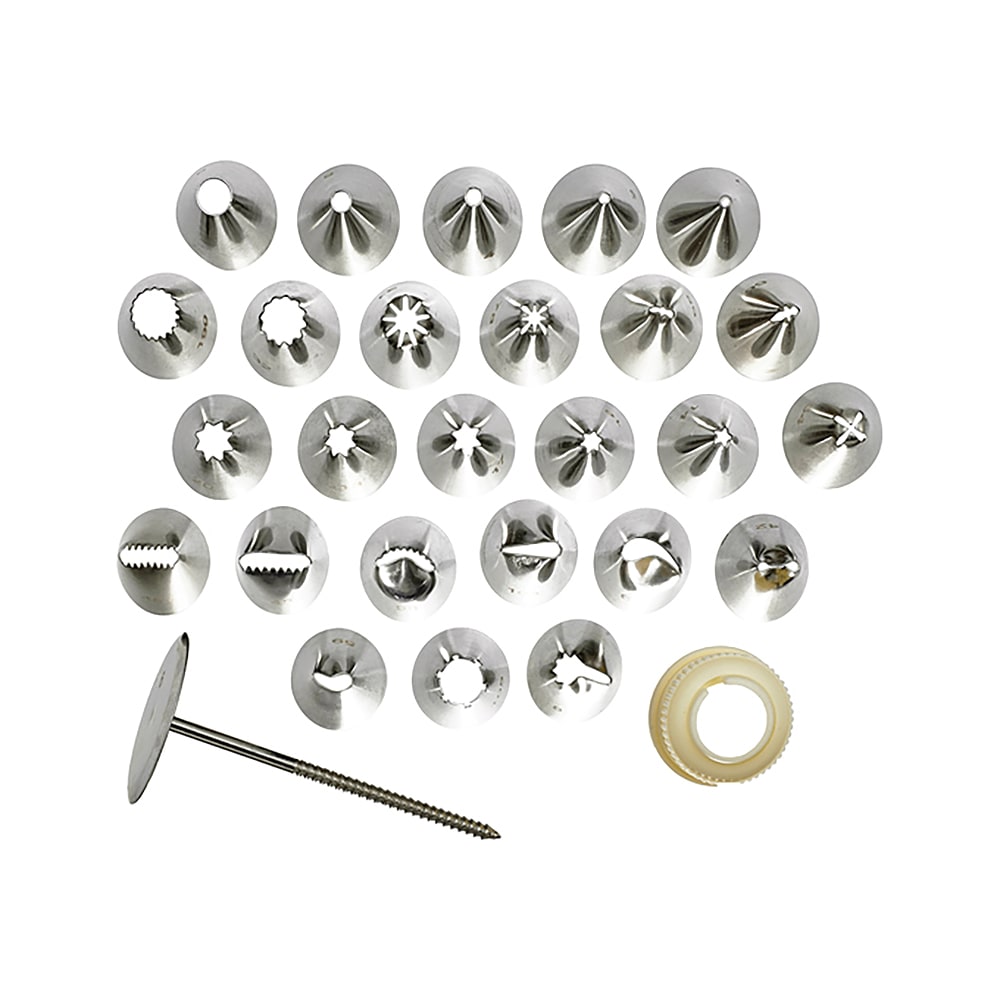 Winco CDT-26 26 Piece Cake Decorating Tube Set w/ Storage Box ...