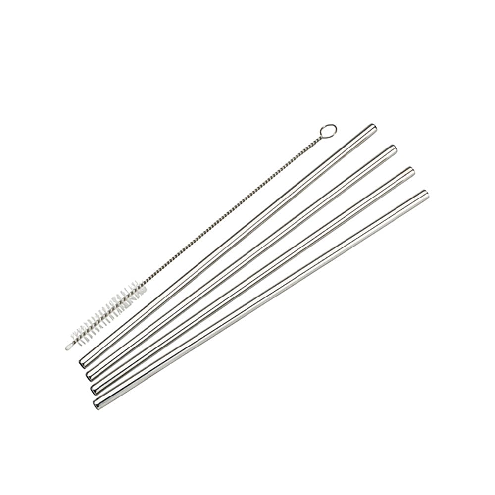 Winco SSTW-8S 8 1/2" Straight Metal Straw - Stainless Steel, Silver