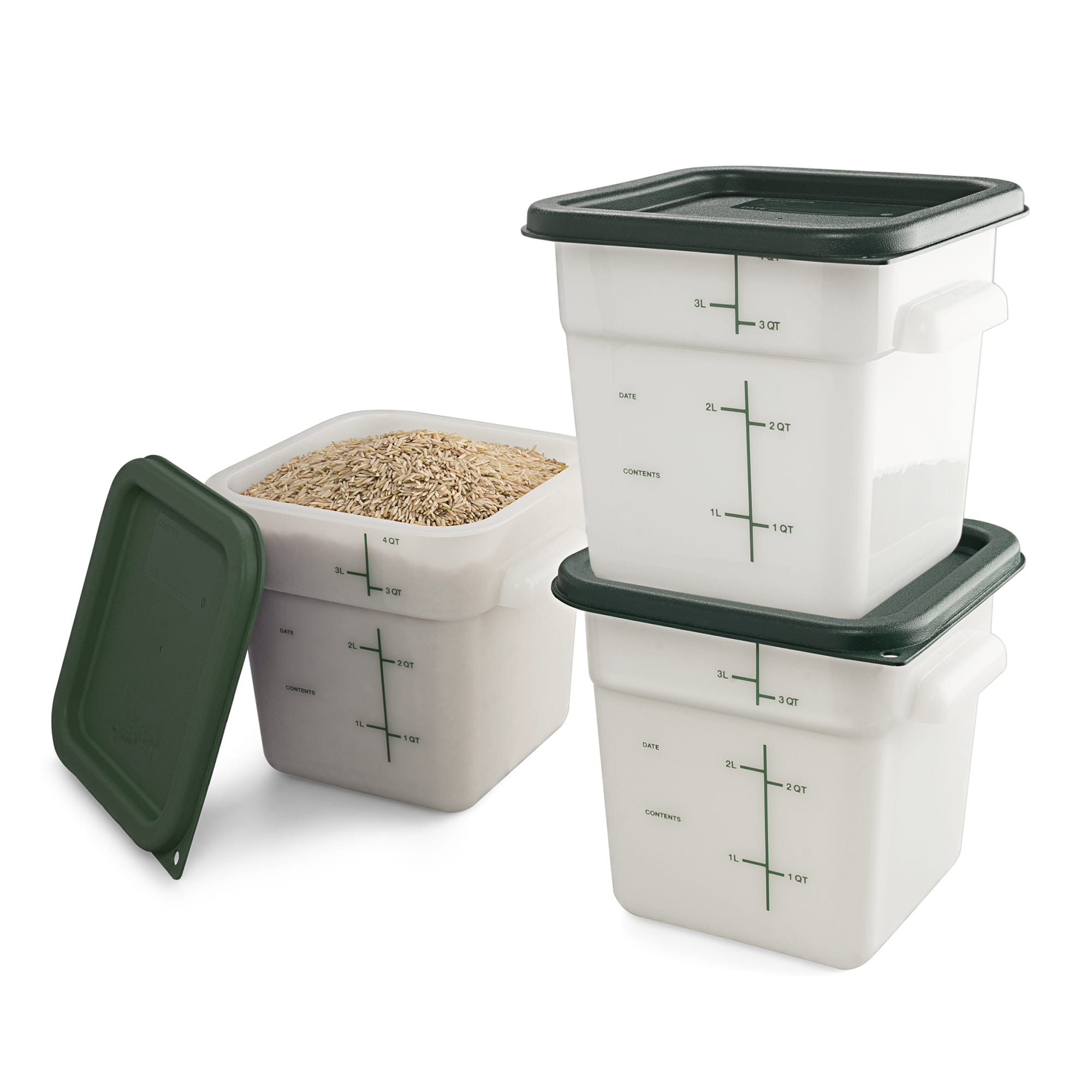 Carlisle 4 qt Square Food Storage Container w/ Lid - Polyethylene ...