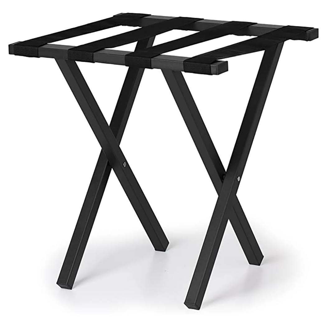 Hospitality 1 Source Folding Luggage Rack w/ 2 1/4" Black Straps - 19"W ...