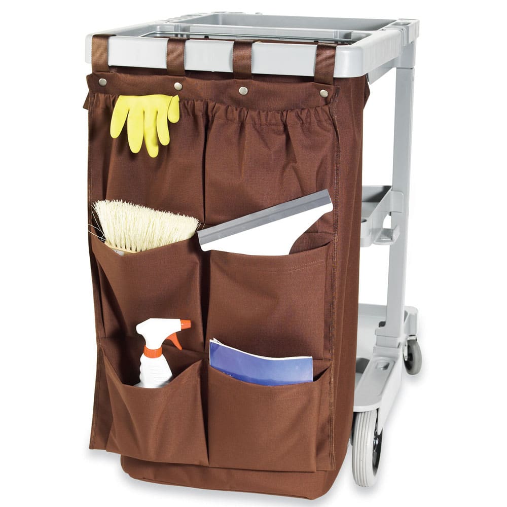 Hospitality 1 Source Deluxe Caddy Bag w/ 6 Pockets - Polyester, Brown ...