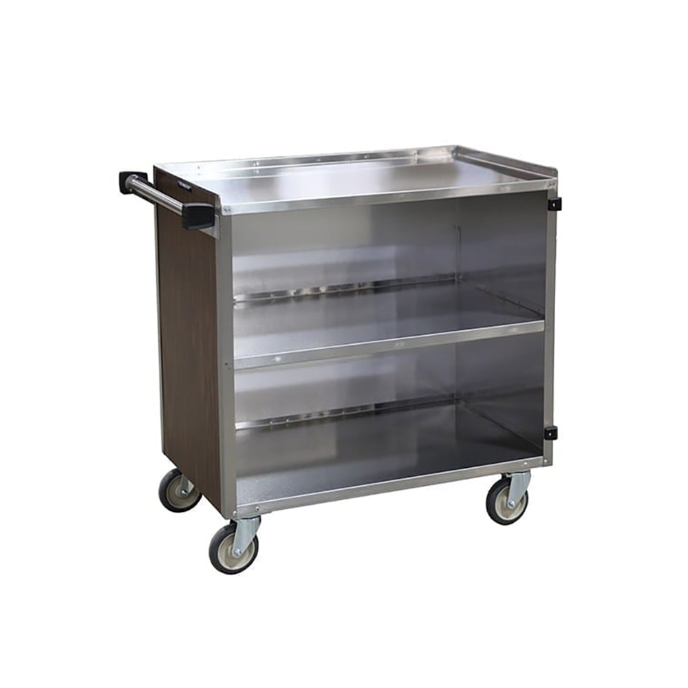 Lakeside 644 39 1/4"L Metal Bus Cart w/ (3) Levels, Shelves, Black