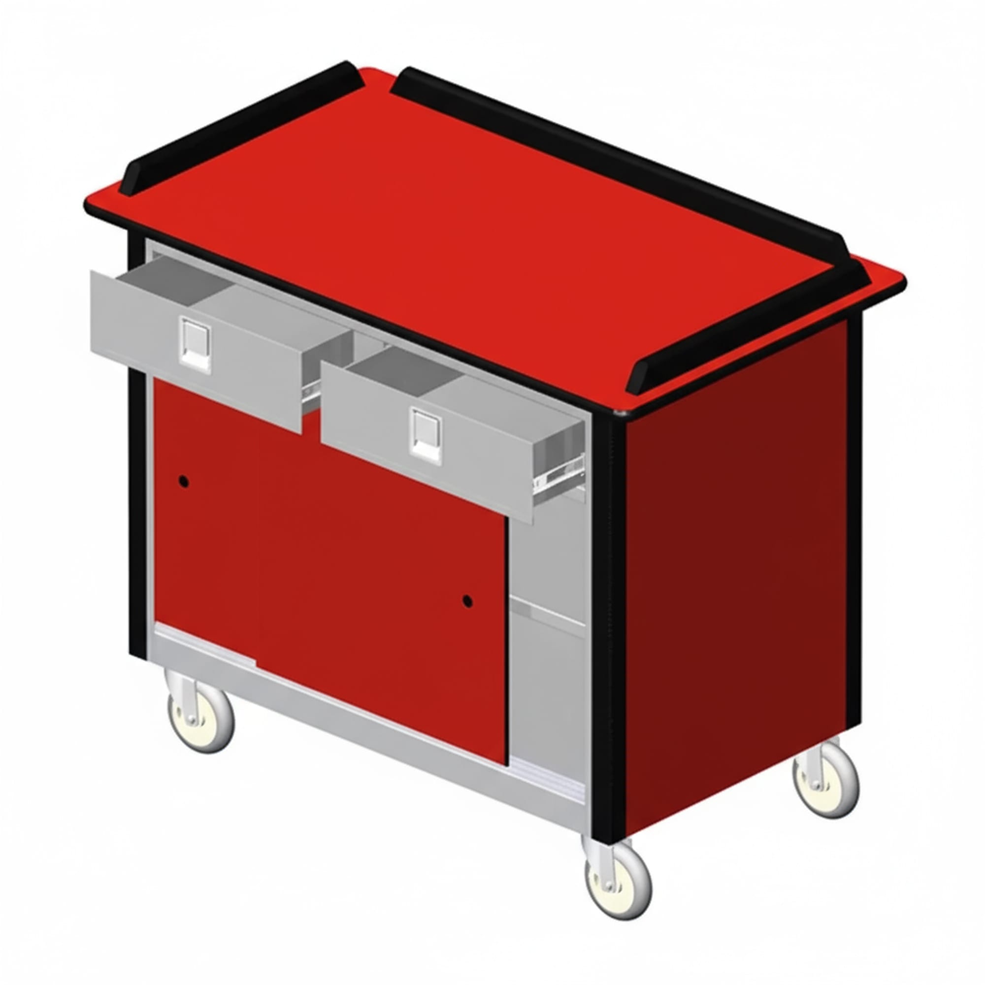 Lakeside 690-20 RED Food Cart w/ Drawers, 44 1/2"L x 24 1/2"W x 37 3/4 ...