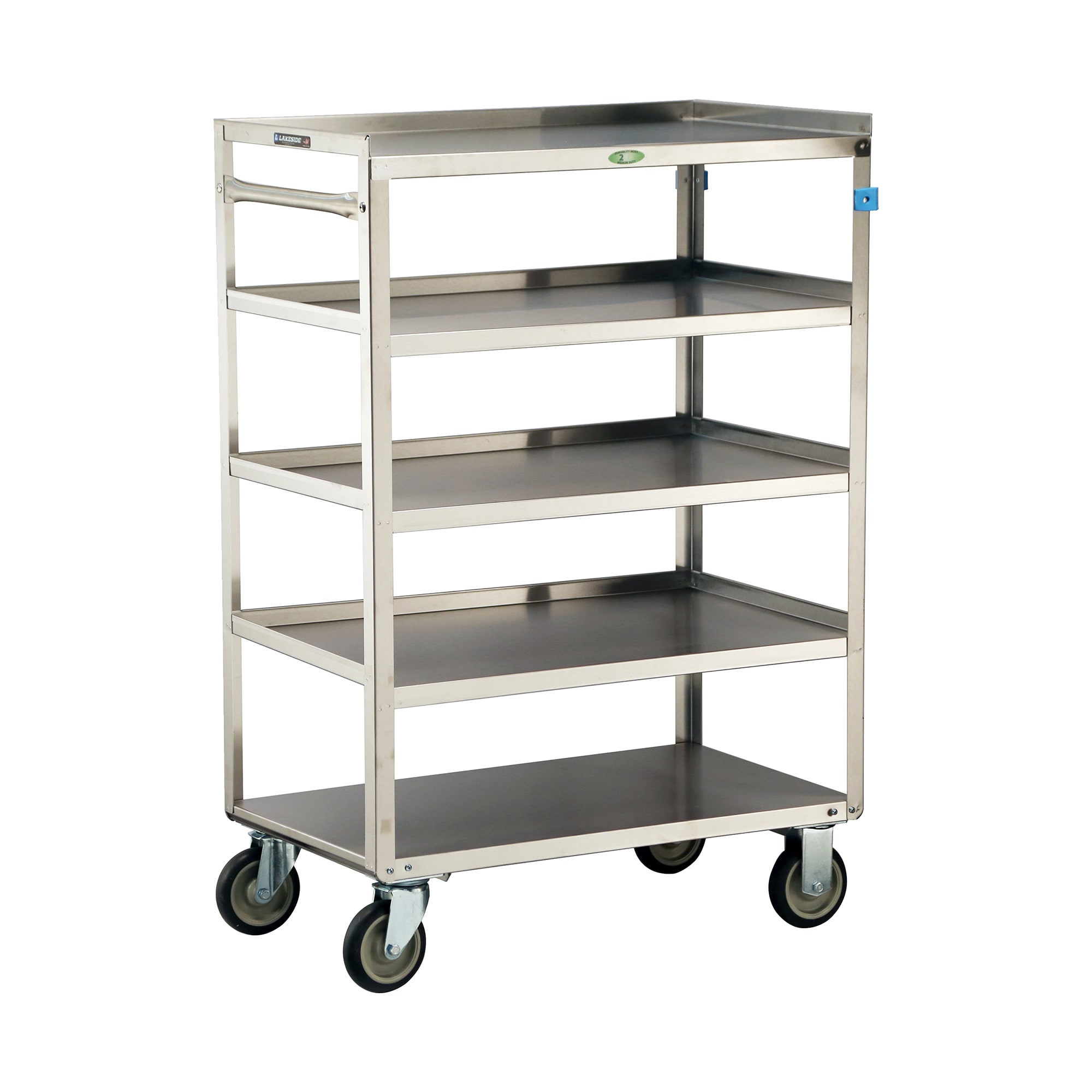 Lakeside 357 5 Level Stainless Utility Cart w/ 500 lb Capacity, Flat Ledges