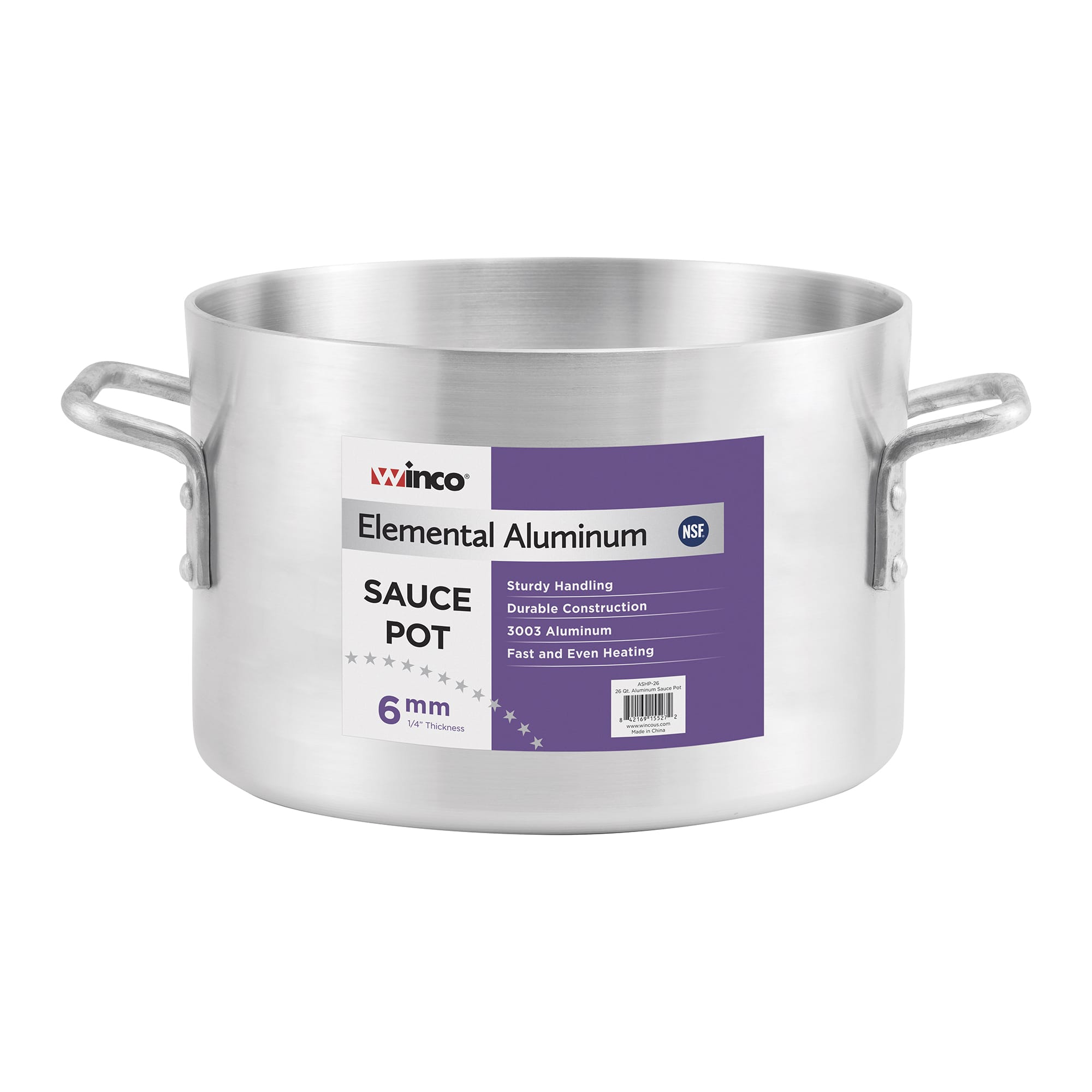 Winco ASHP-26 26 qt Aluminum Sauce Pot
