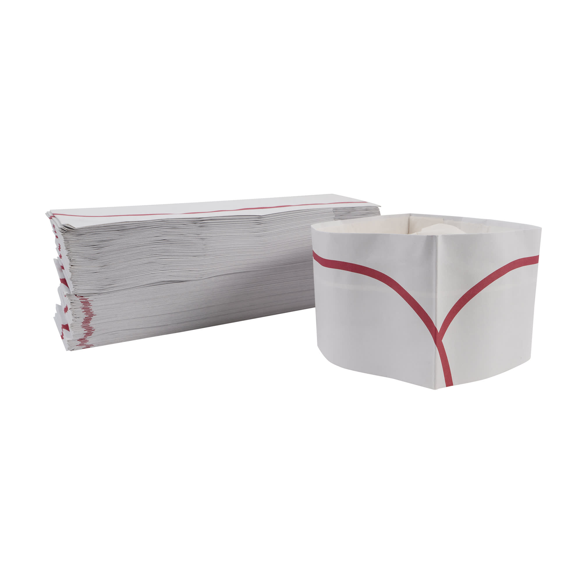 Rofson Disposable Overseas Cap - Paper, White w/ Red Stripe (100-R)