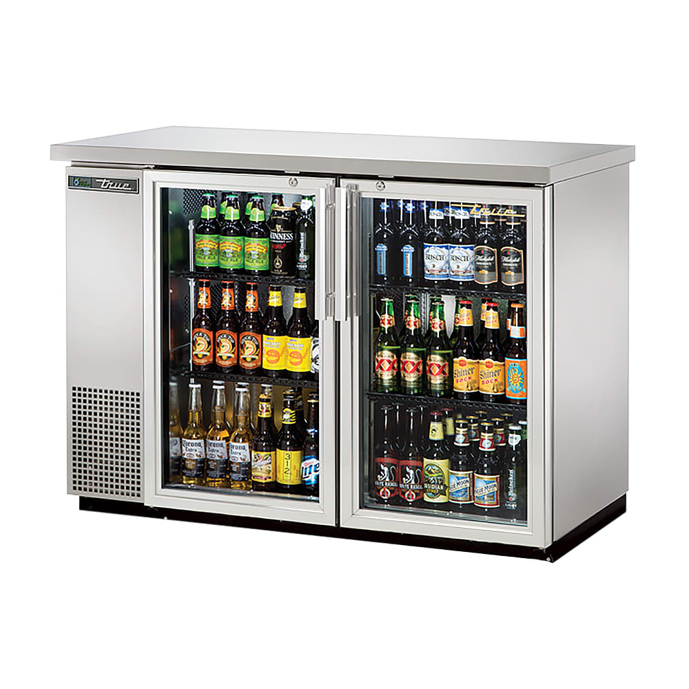 True TBB24-48-2G-Z1-SFT-S-1 48 1/8" Bar Refrigerator - 2 Swinging Glass ...