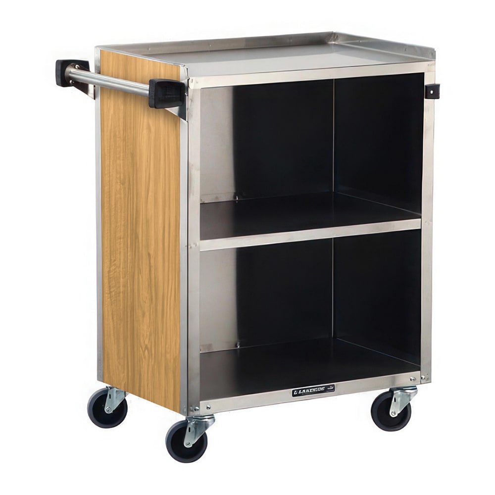 Lakeside 610 27 3/4"L Metal Bus Cart w/ (3) Levels, Shelves, Maple