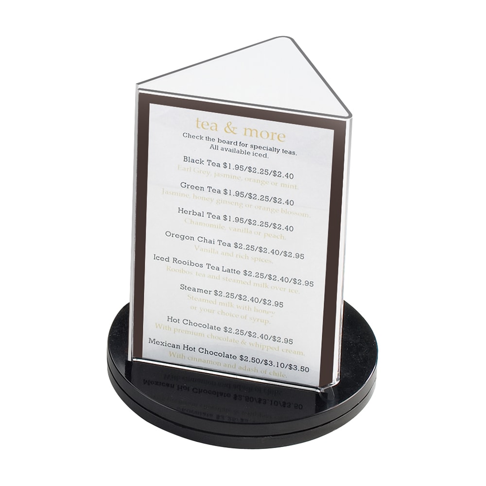 Cal-Mil 507 3 Sided Tabletop Menu Card Holder - 4" x 6", Acrylic, Black