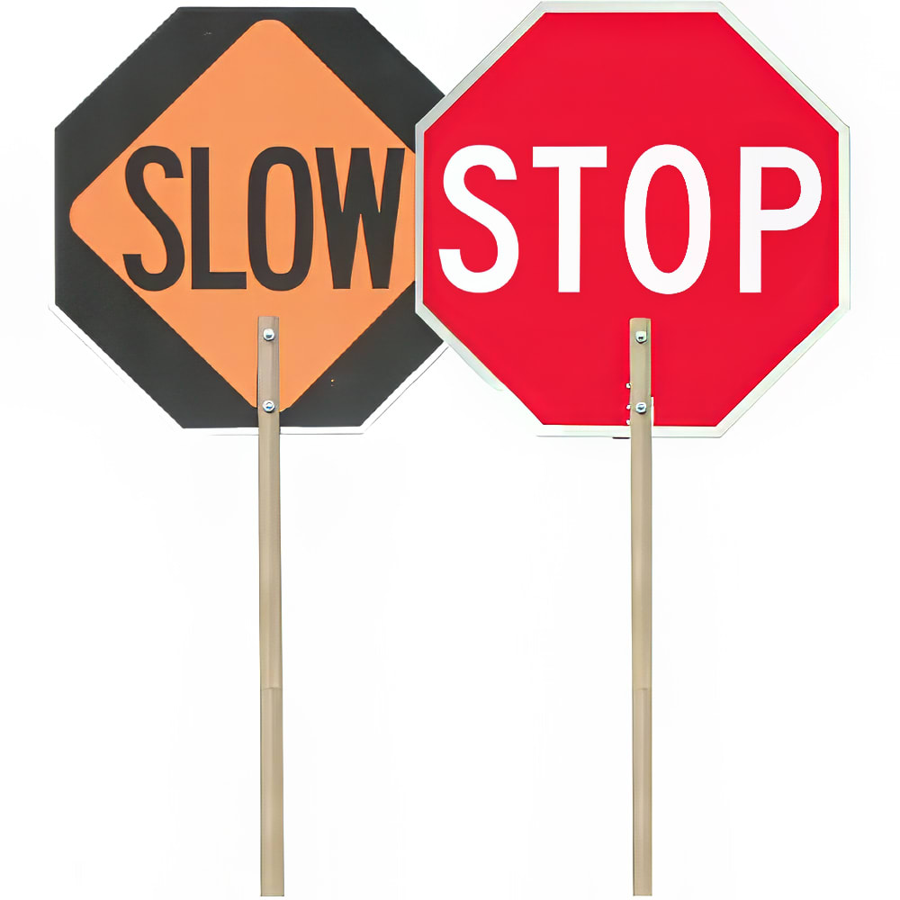 Accuform Signs FSP175 18" Double Sided Paddle Sign w/ 60" Wood Handle ...