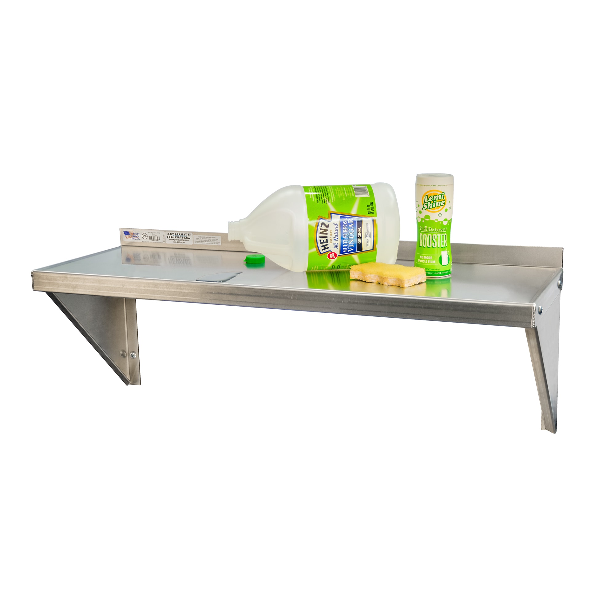 New Age 1125A Solid Wall Mounted Shelf, 36"W x 12"D, Aluminum