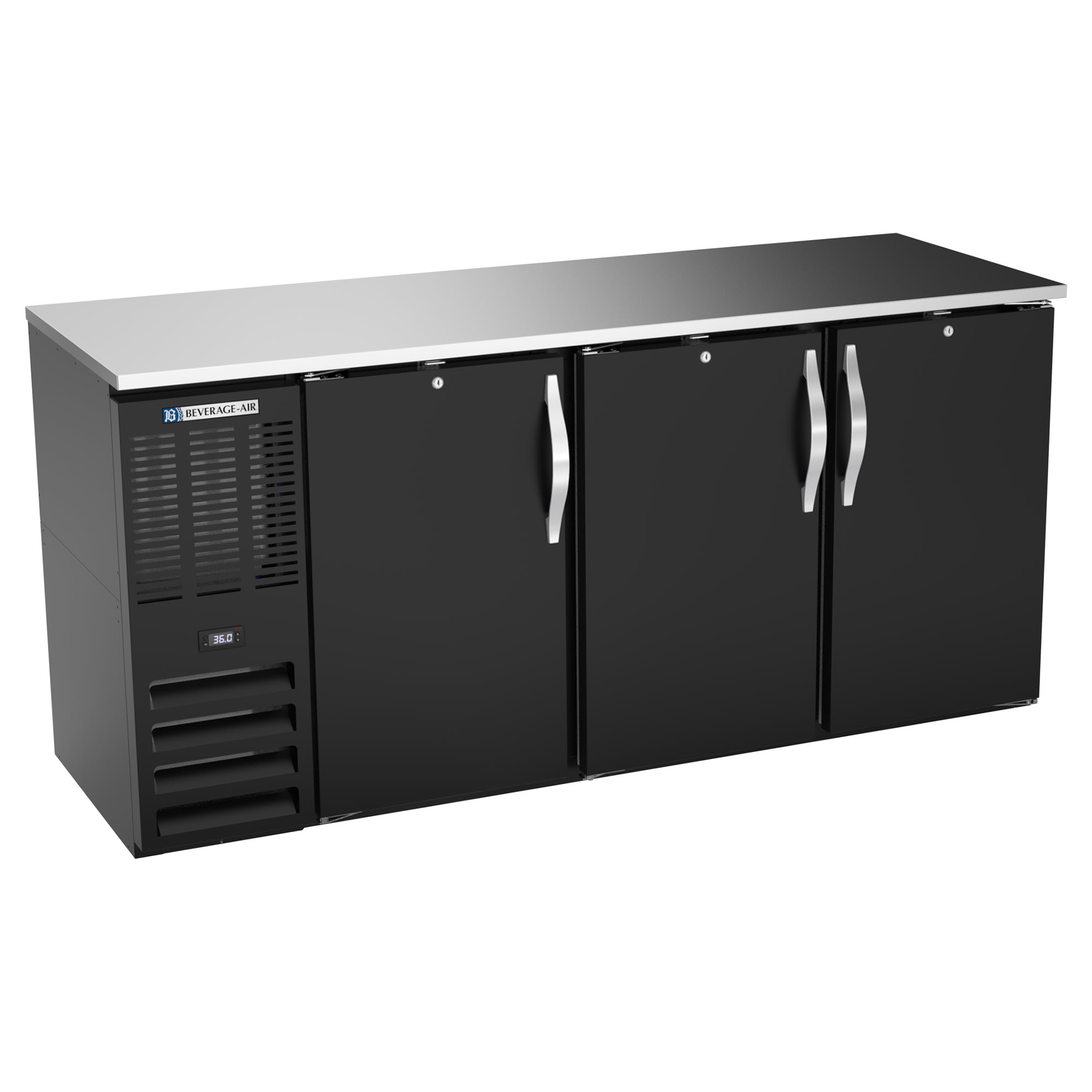 Beverage-Air BB72HC-1-B-27 72" Bar Refrigerator - 3 Swinging Solid ...