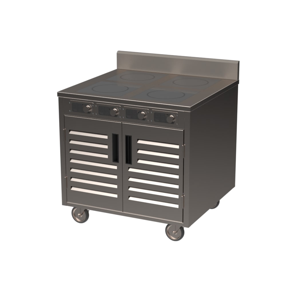 Spring USA BOH-1800DC 36" Mobile Cooking Cart w/ (4) Induction Burners ...