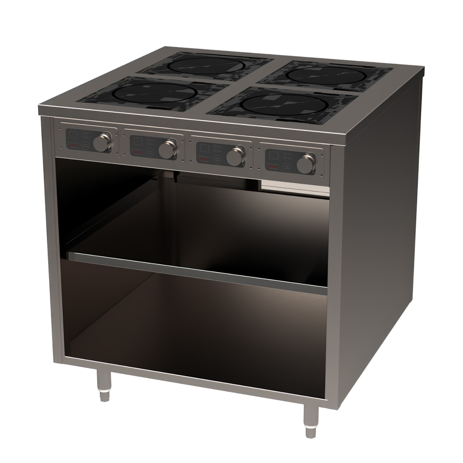 Spring USA BOH-2600 36" Cooking Cart w/ (4) Induction Stove, Silver