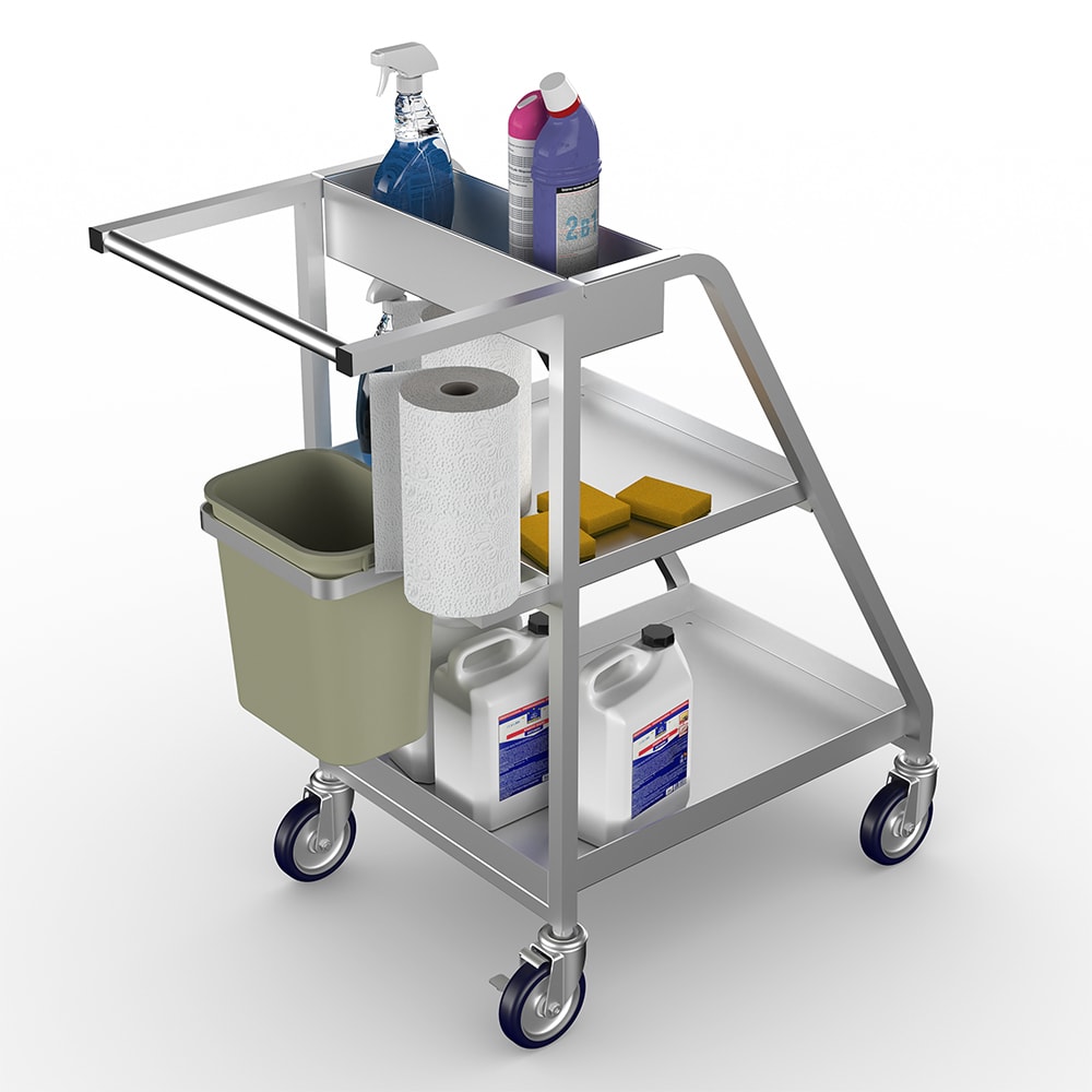 Winholt D-2032-MP Sanitizing Cart w/ 2 Shelves, Aluminum