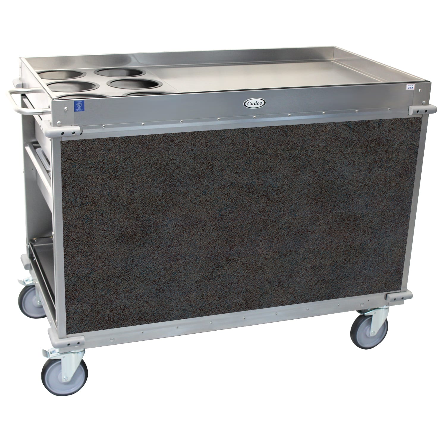 Cadco BC-3-L3 Mobile Beverage Service Cart w/ (2) Shelves & (4) Drawers ...