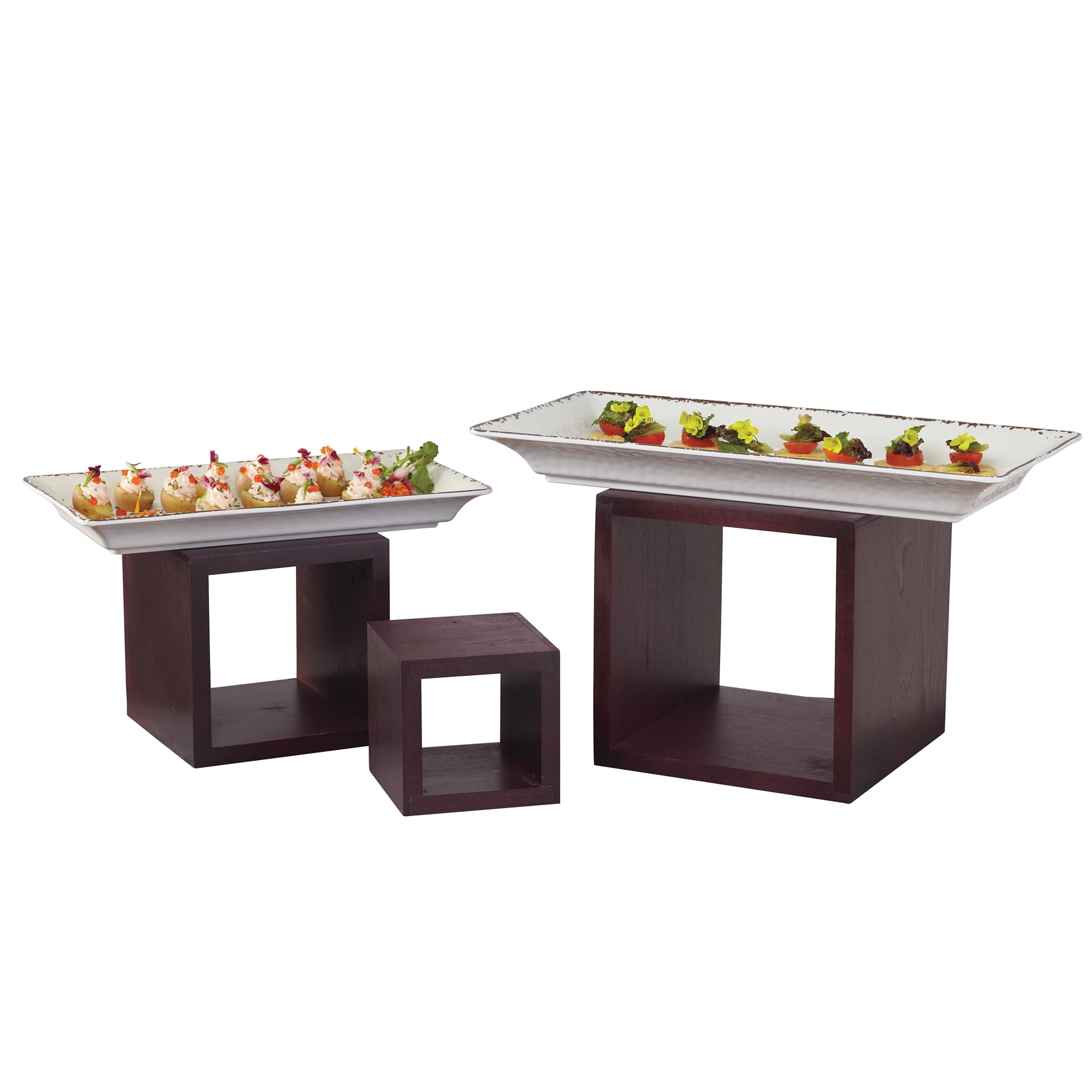 American Metalcraft RSM2 3 Piece Wood Riser Set, Mahogany