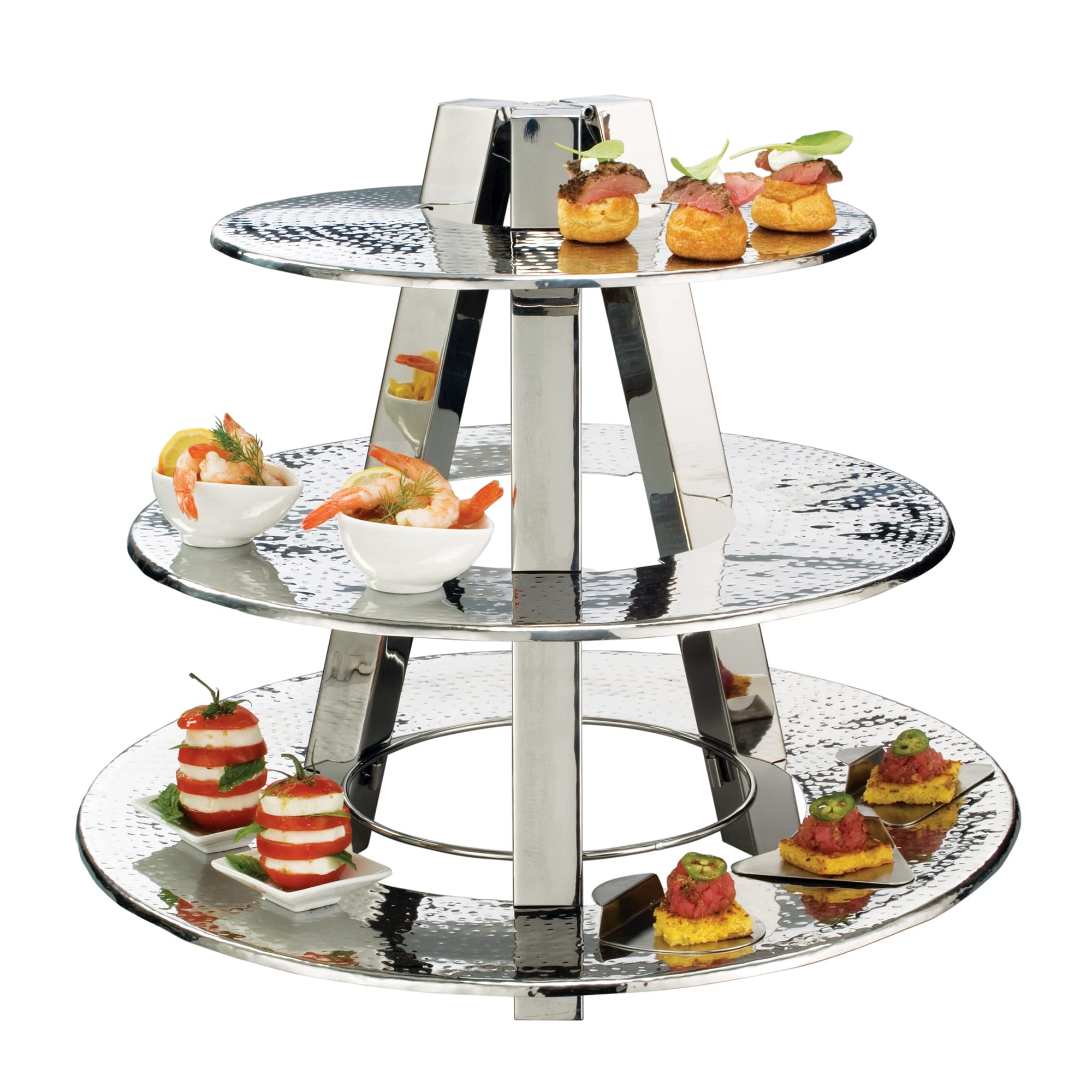 American Metalcraft TTS2319 3 Tier Accent Display Stand, Hammered ...