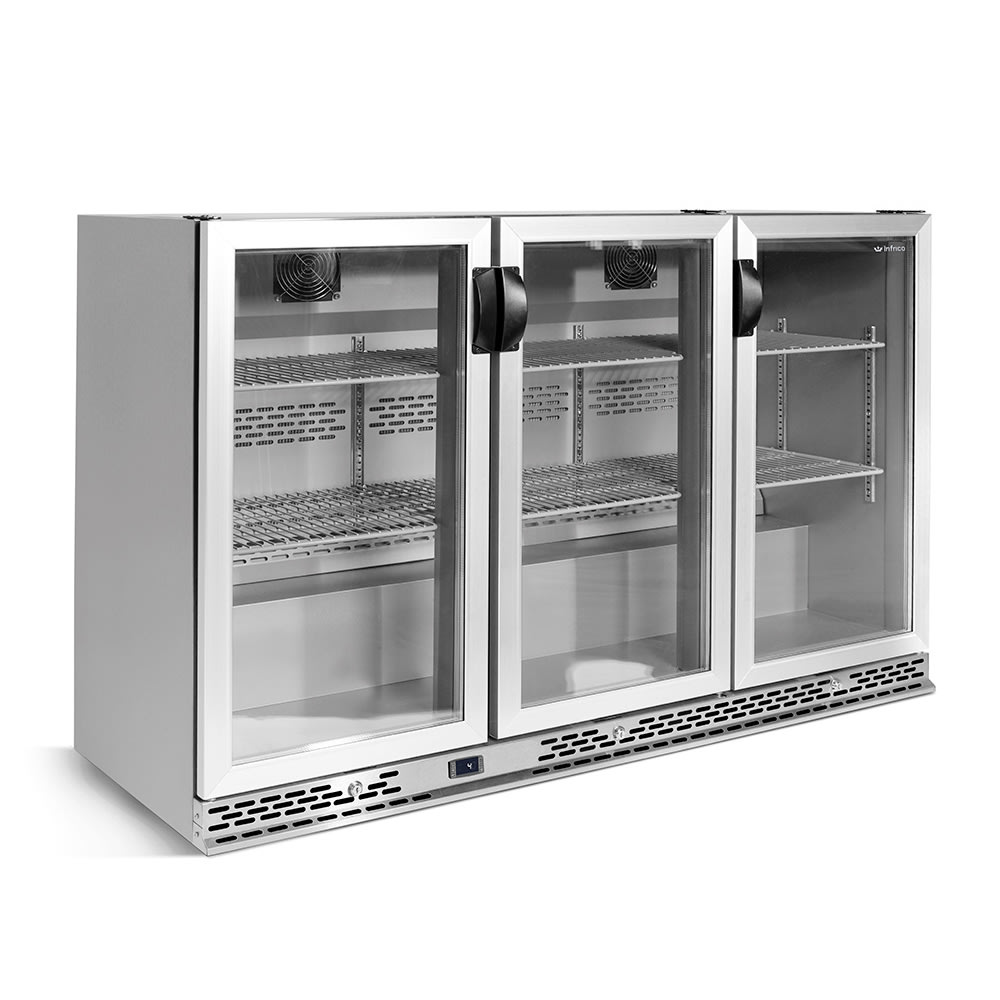 Infrico IMD-ERV35II 53 1/8" Bar Refrigerator - 3 Swinging Glass Doors ...