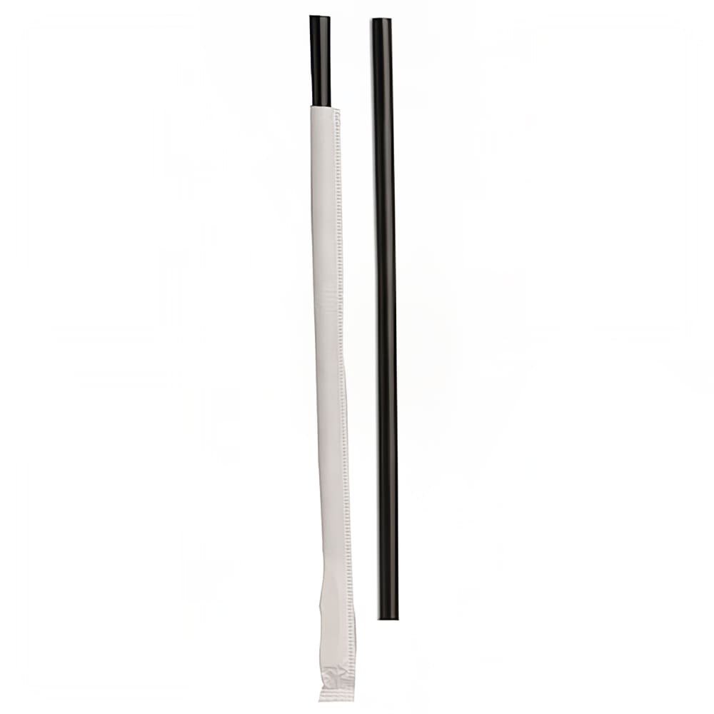 D&W Fine Pack 8 1/2" Wrapped Giant Straws - Polypropylene, Black (DSGW8 ...