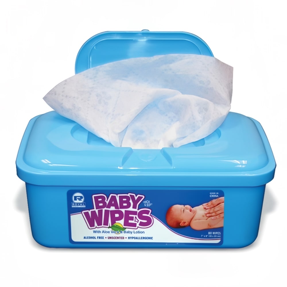 AmerCareRoyal Baby Wipes w/ Aloe & Lotion - 7" x 8", Unscented, Alcohol ...