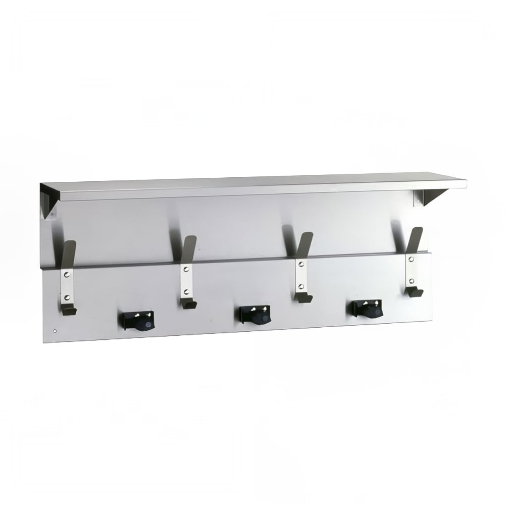 Bobrick B-239X34 34" Utility Shelf w/ (3) Mop Holders & (4) Hooks ...